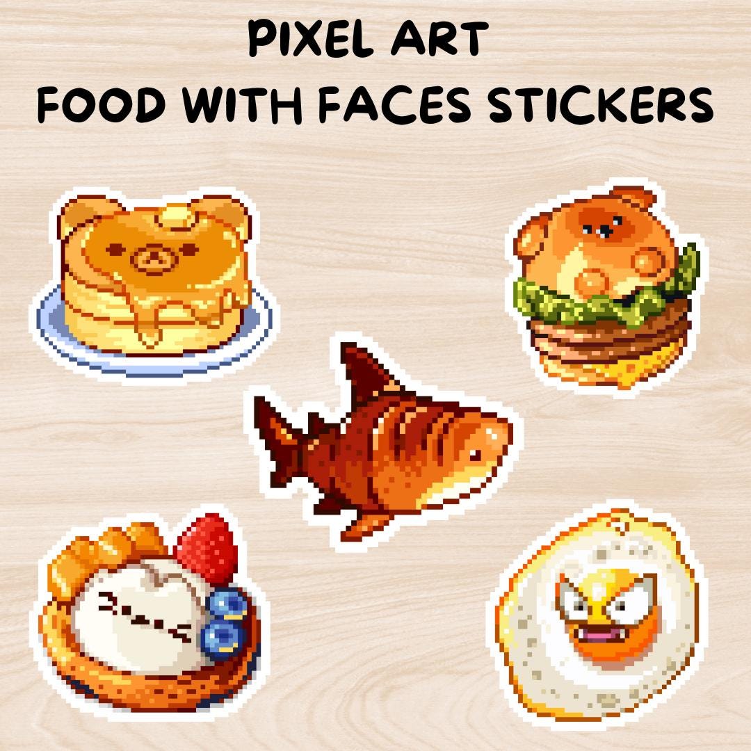 Pixel Art Food Stickers - Cute & Colorful Designs for Planners and ...