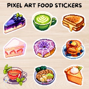 Pixel Art Food Stickers - Cute & Colorful Designs for Planners and ...