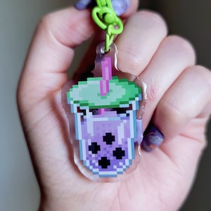 Boba Acrylic Keychain - Plain or Holo Epoxy Finish - Cute and Fun ...