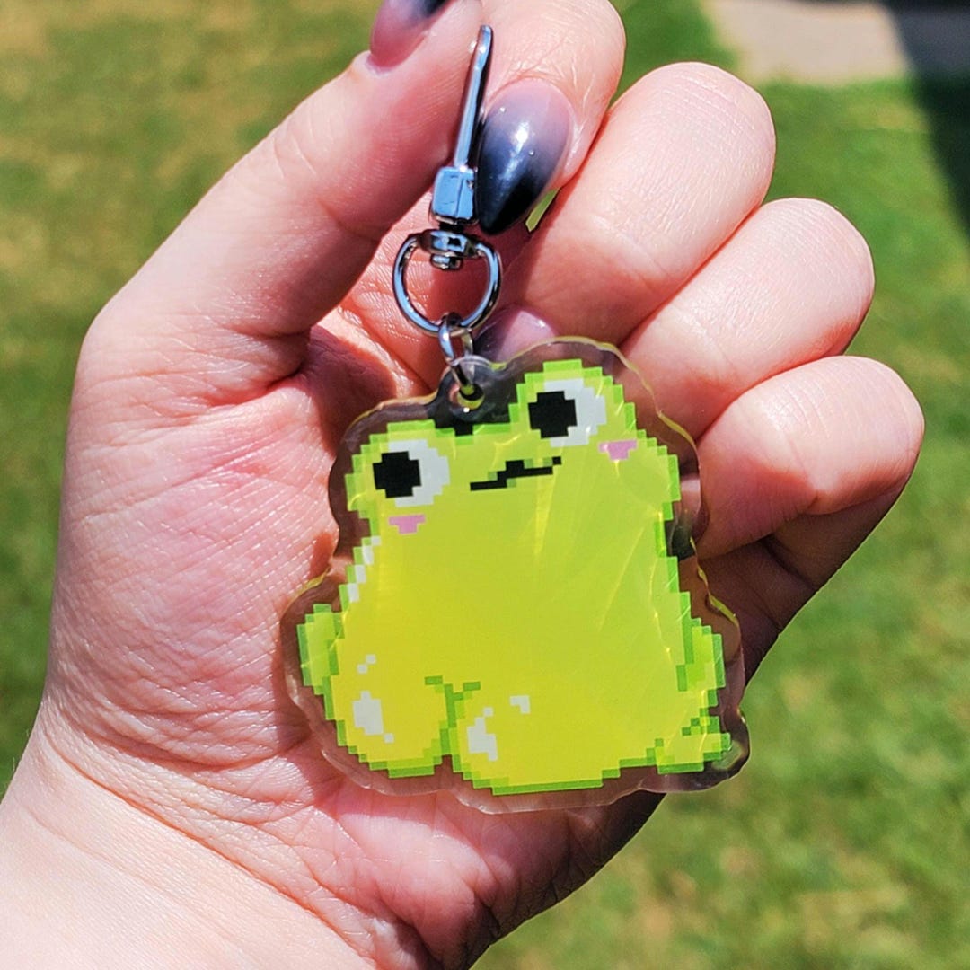 Cheeky Frog Acrylic Keychain - Plain Epoxy Finish - Cute and Whimsical ...