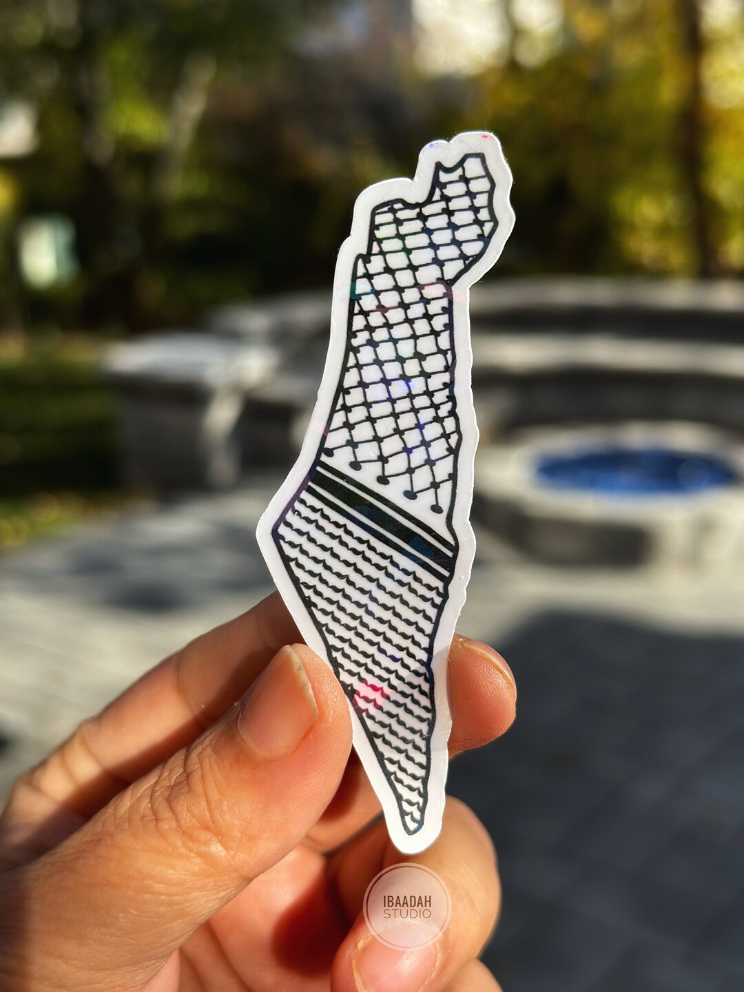 Palestine Map Sticker: Traditional Keffiyeh Pattern, Weatherproof Vinyl ...