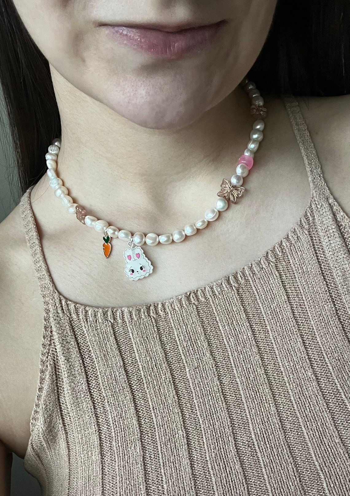 Natural Pearl Rabbit Necklace,animal Pendant,natural Pearl, Handcrafted ...