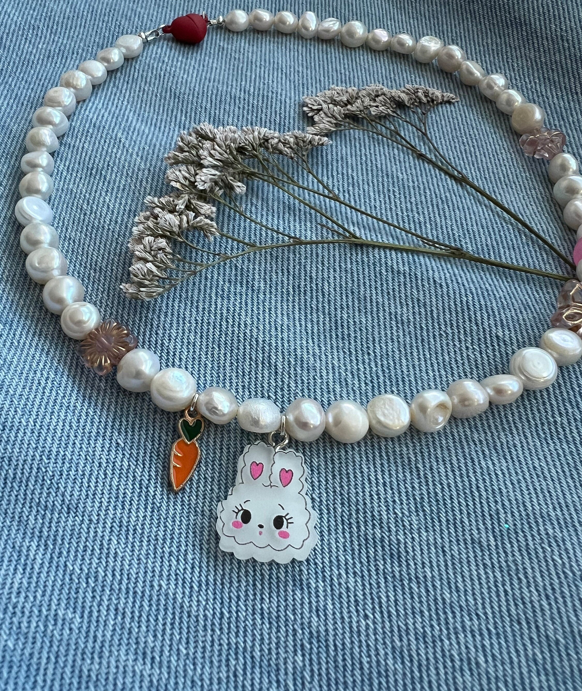 Natural Pearl Rabbit Necklace,animal Pendant,natural Pearl, Handcrafted ...