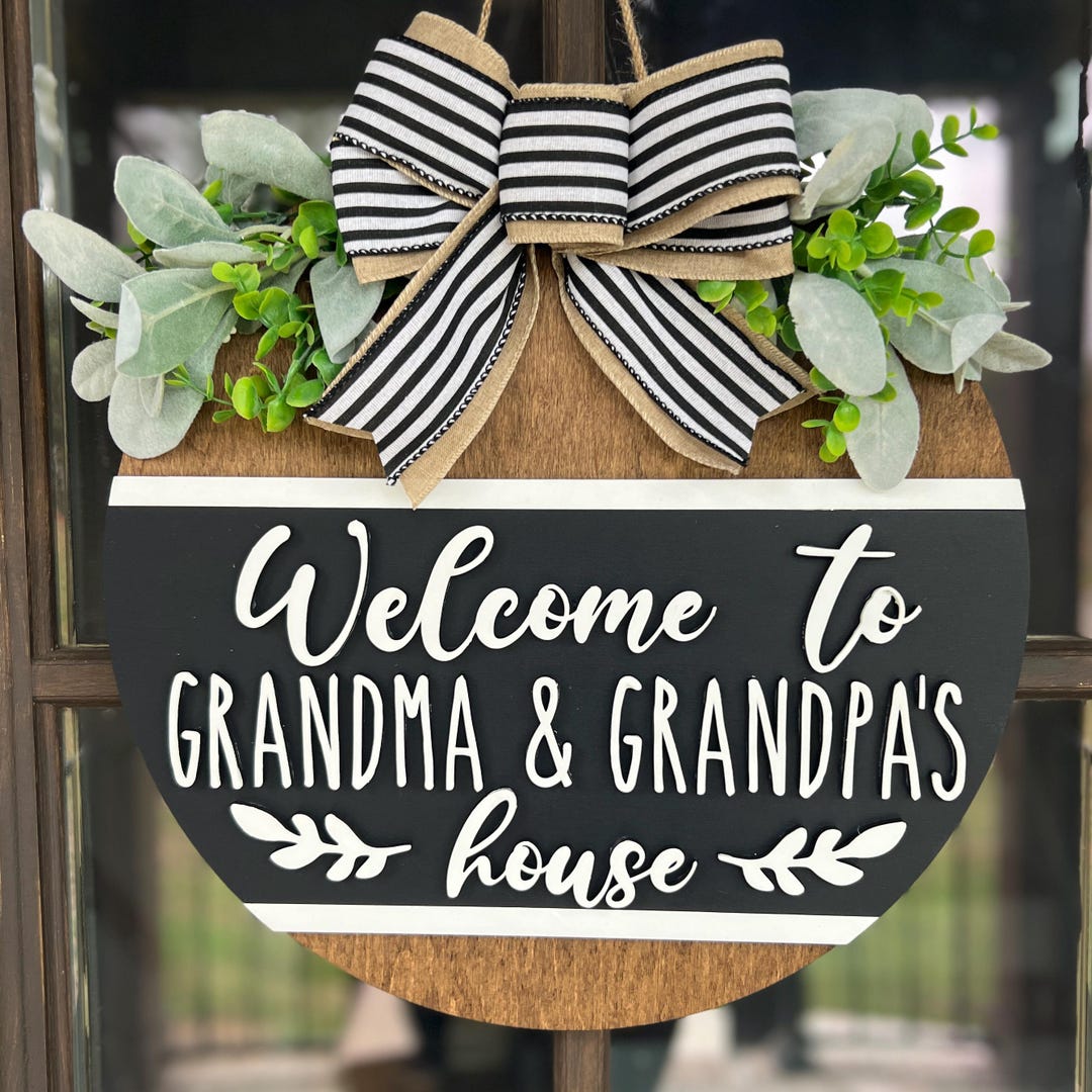 Personalized Grandma & Grandpa's House Door Hanger: 3D Wood Welcome ...