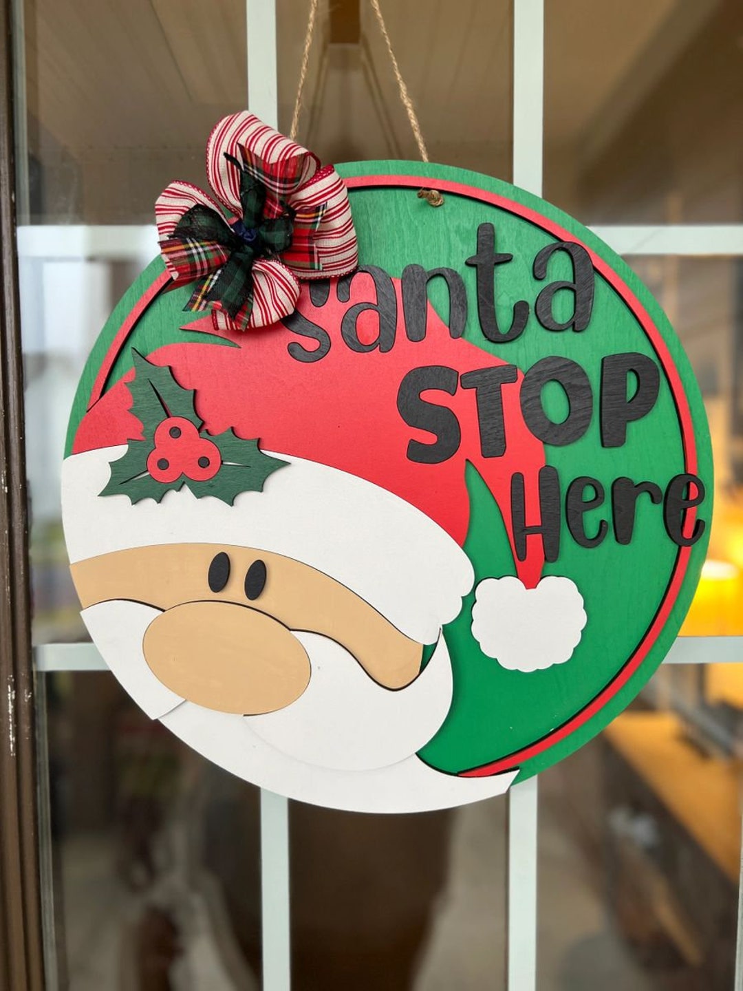 Handmade Santa Stop Here Door Hanger: 3D Wood Christmas Decor - Etsy