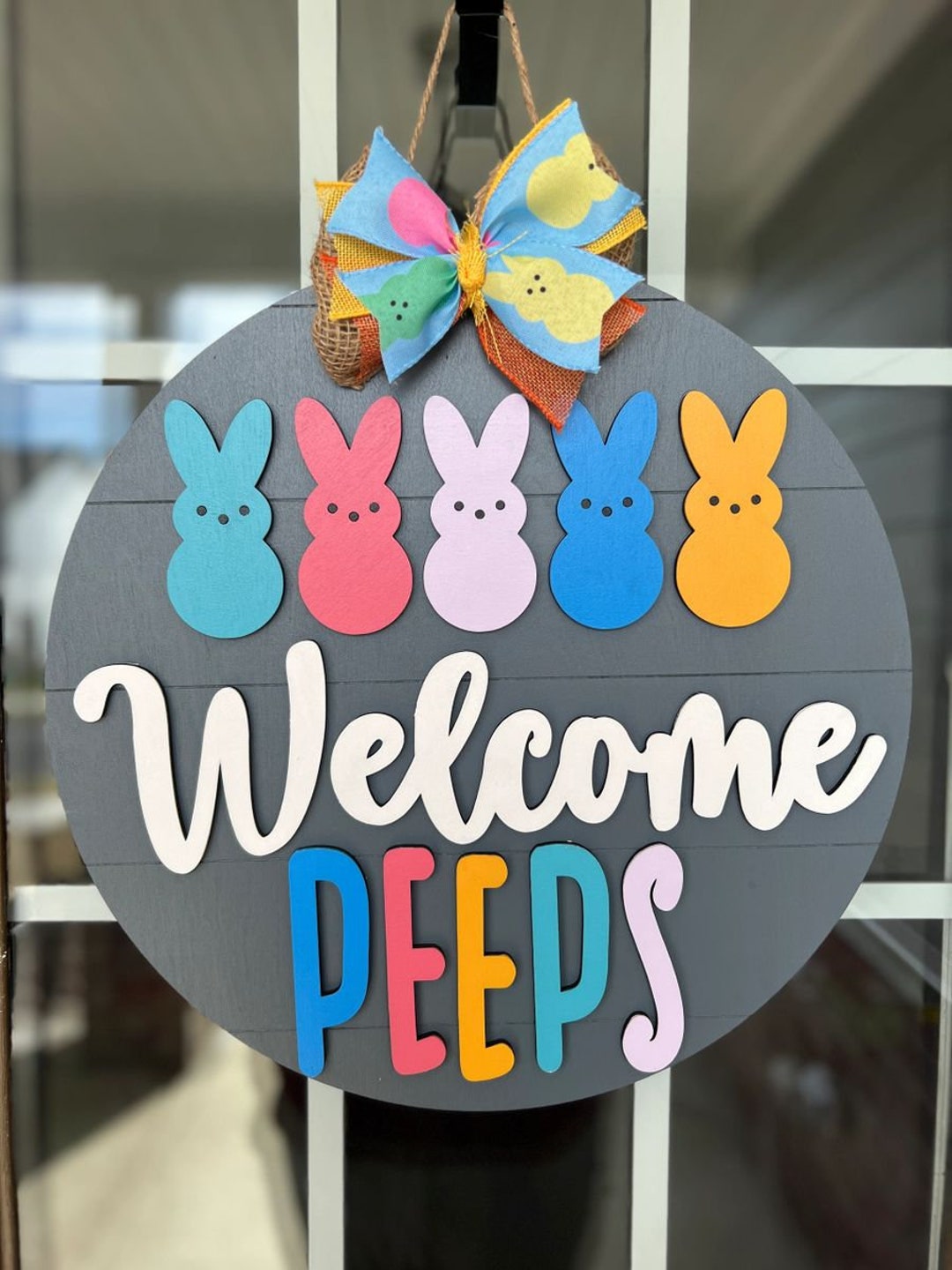 Handmade Welcome Peeps Door Hanger Front Door Decor Easter Chicks ...