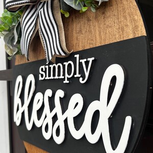 Simply Blessed Door Hanger | Front Door Decor | 3D Wood Lettering ...