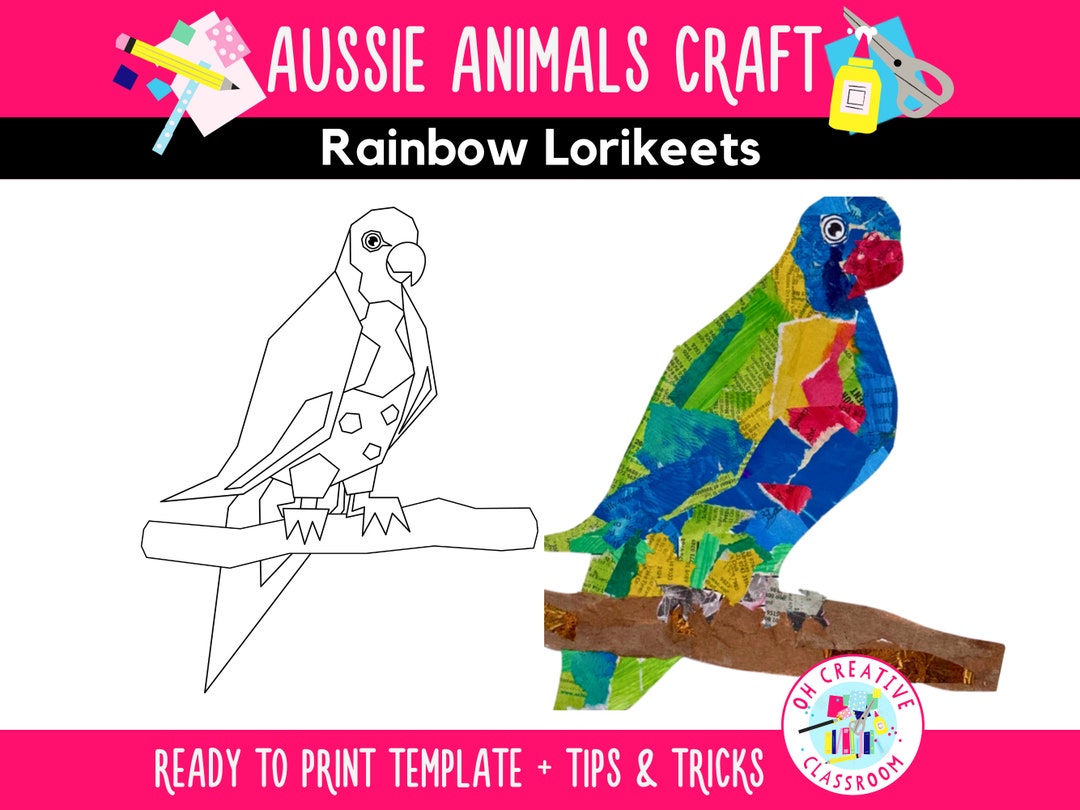 Rainbow Lorikeet Craft Tutorial for Children | Included Printable ...