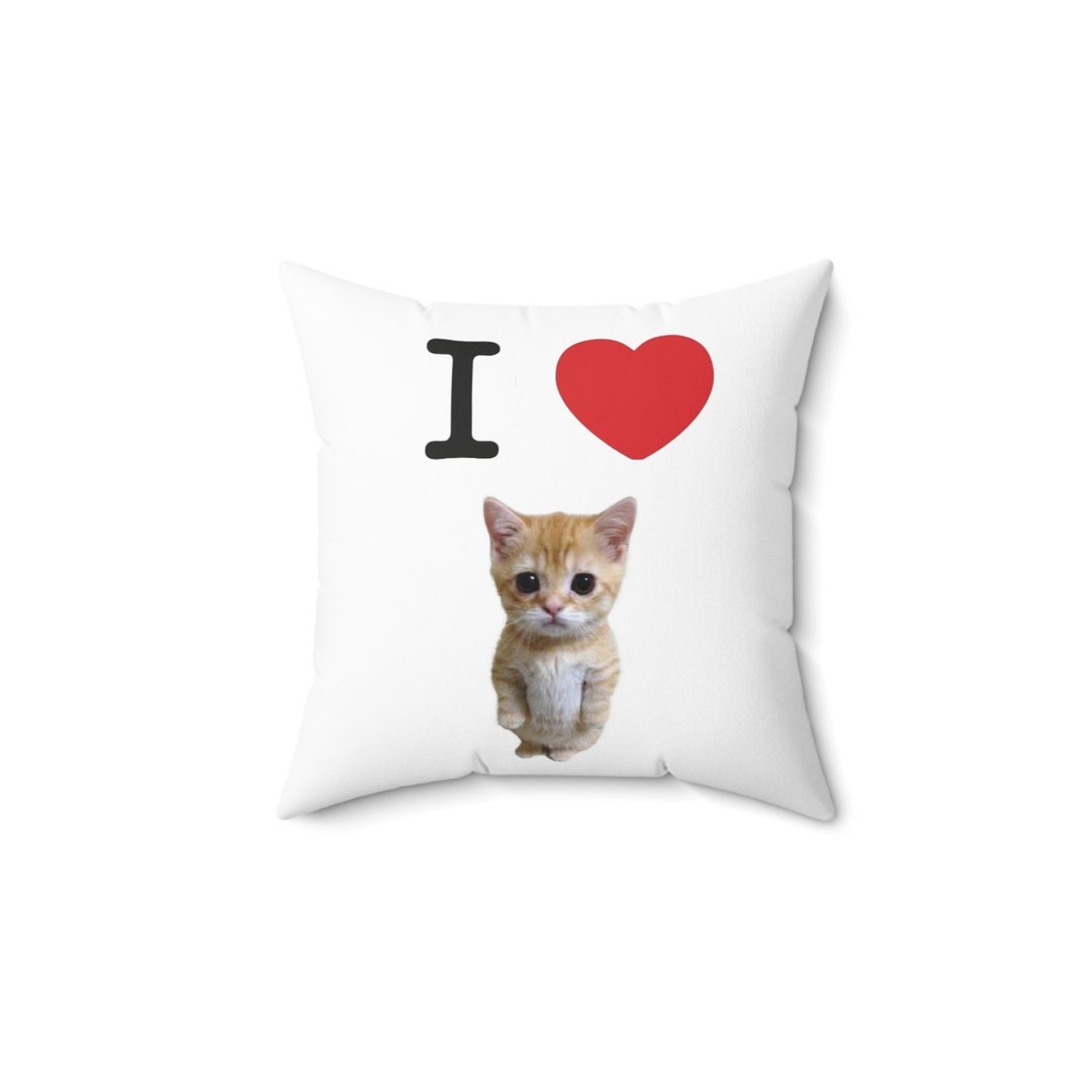 Cute Cat Standing Meme Spun Polyester Square Pillow - Etsy