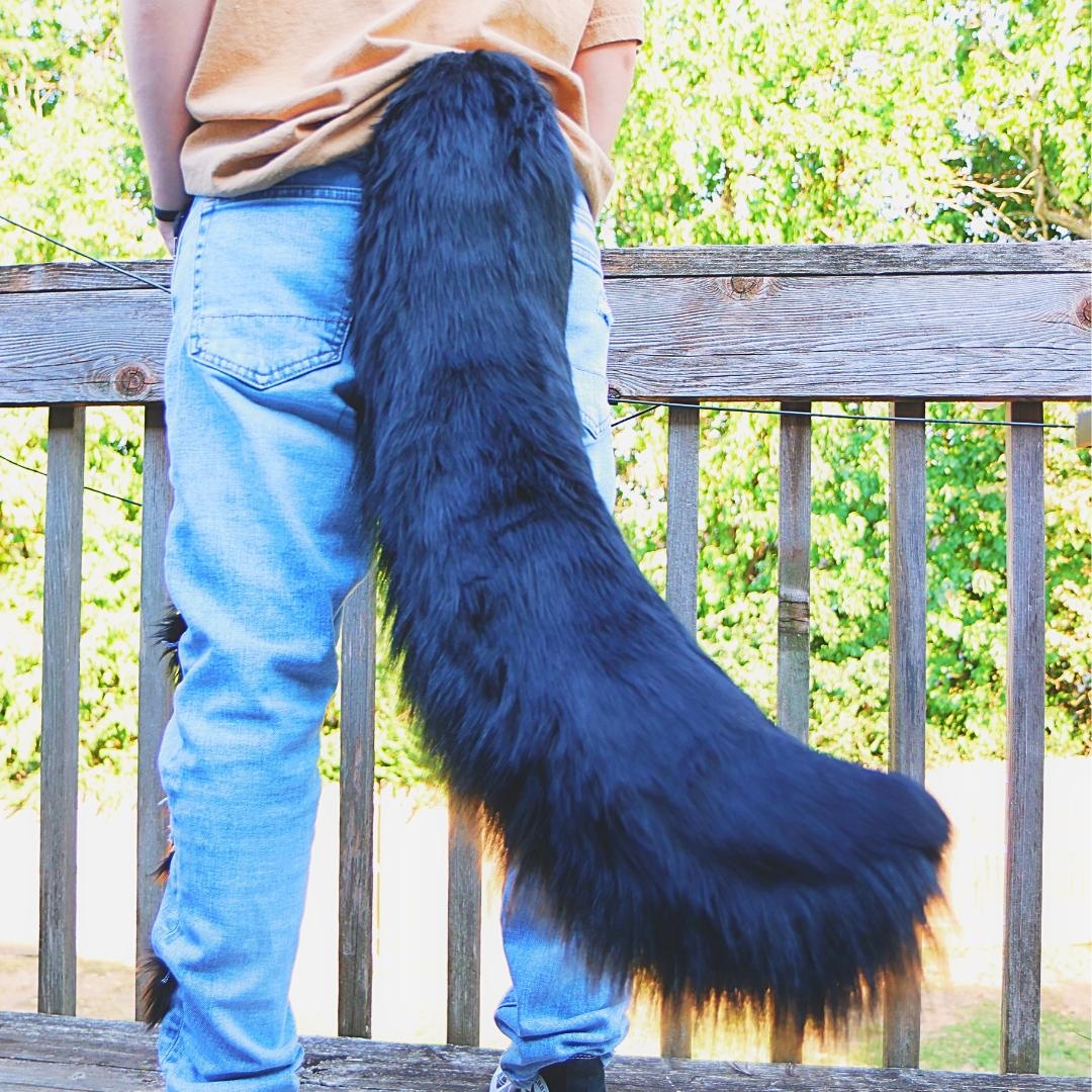 Black Wolf Tail! Realistic Dog Costume and Fursuit Cosplay for Canine ...