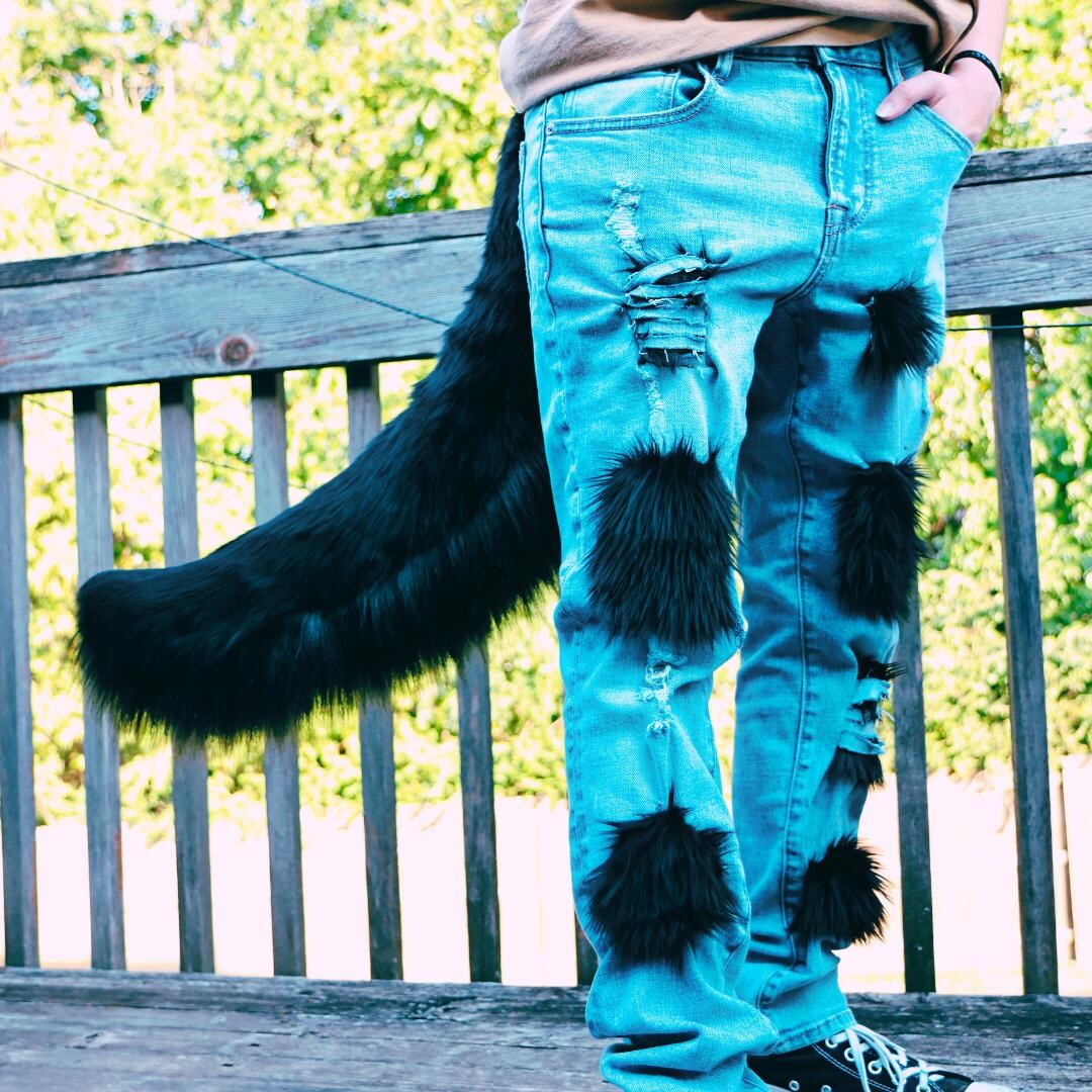 Black N' Blue Ripped Furry Jeans - Custom Fursuit Jeans - Etsy