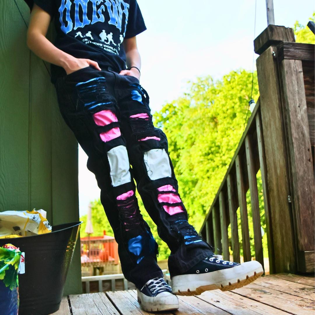 Trans Ripped Jeans - Handmade Colorful Pride Clothing for Gays ...