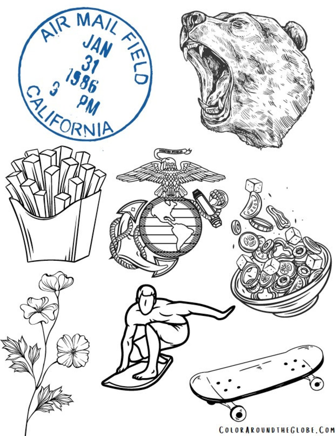 California - Coloring Page - Etsy