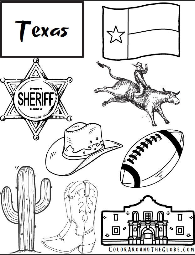Texas Coloring Page - Etsy