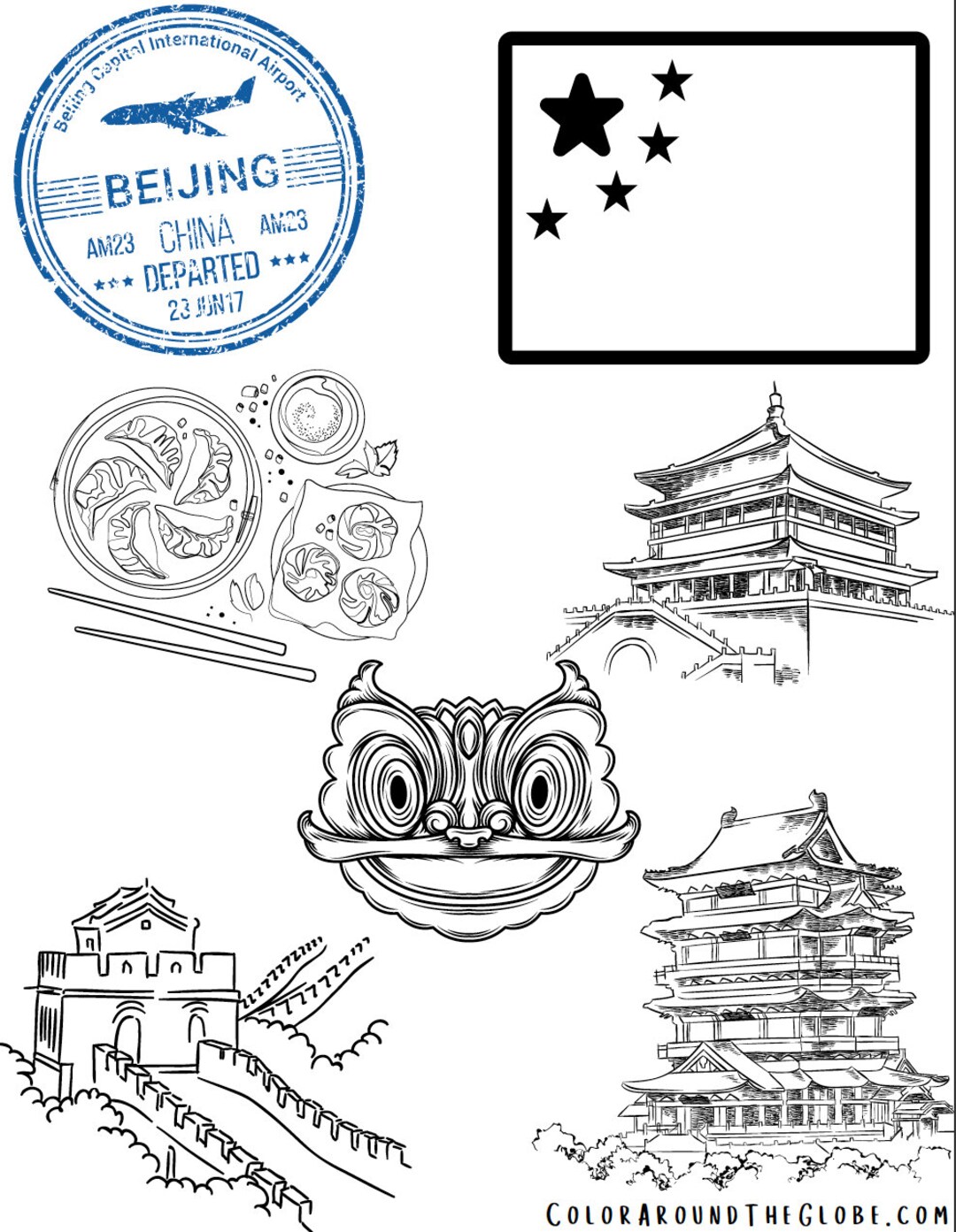 China Coloring Page - Etsy