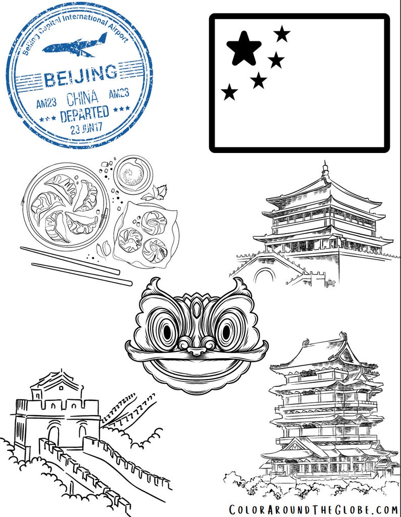 China Coloring Page - Etsy