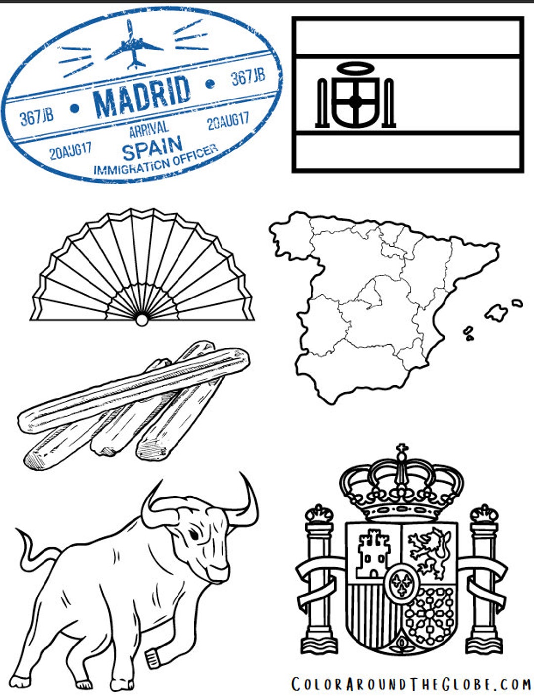Spain Coloring Page - Etsy