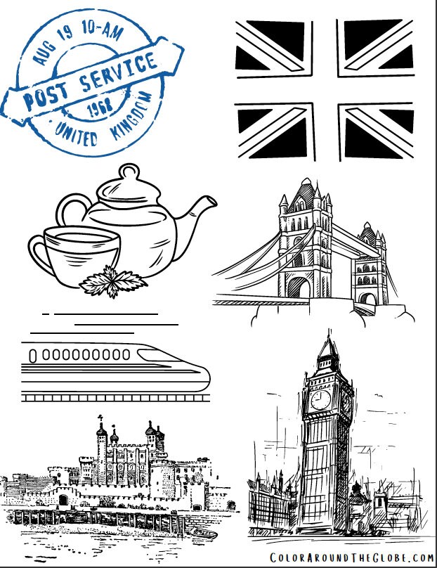 England Coloring Page - Etsy
