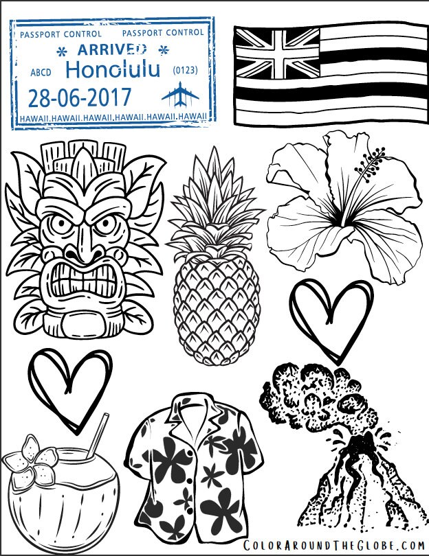 Hawaii - Coloring Page - Etsy