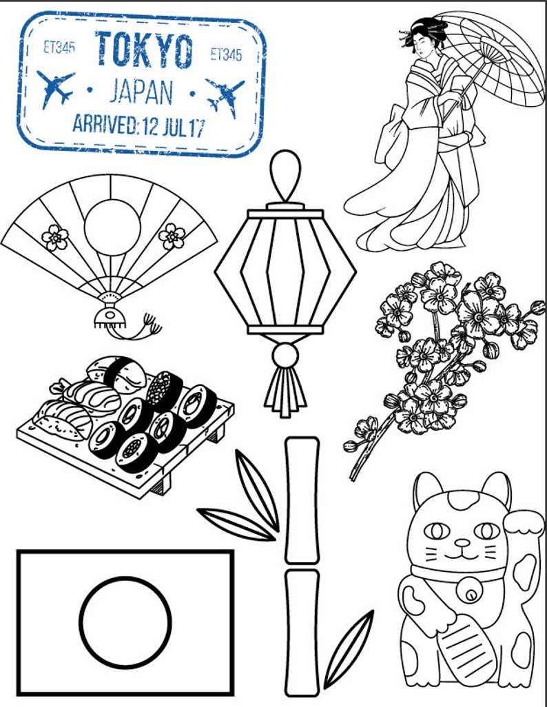 Japan - Coloring Page - Etsy