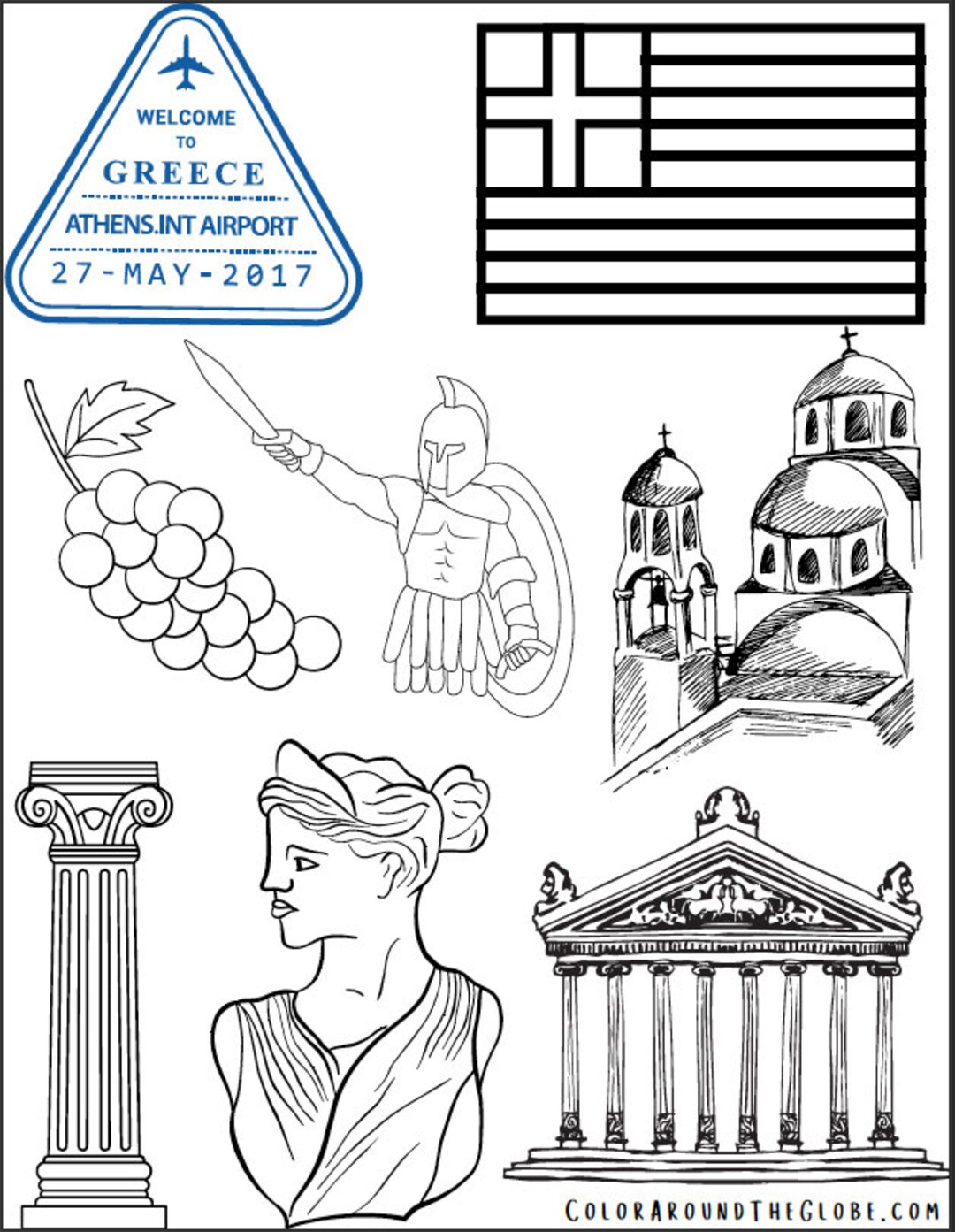 Greece Coloring Page - Etsy