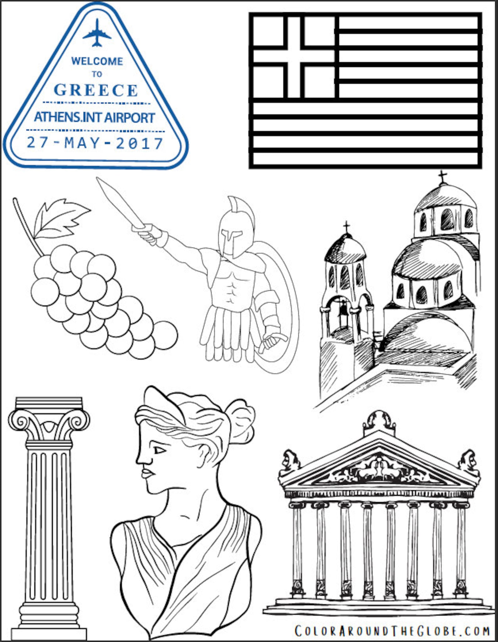 Greece Coloring Page - Etsy