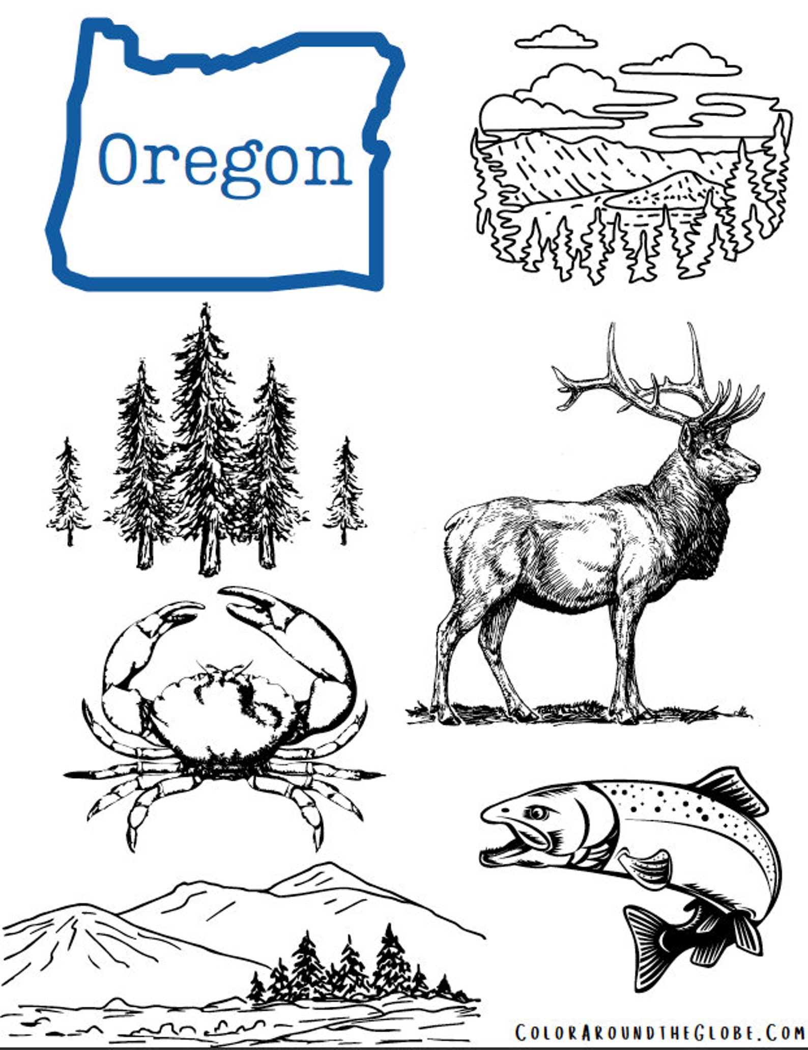 Oregon Coloring Page - Etsy
