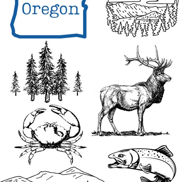Oregon Coloring Pages - Etsy