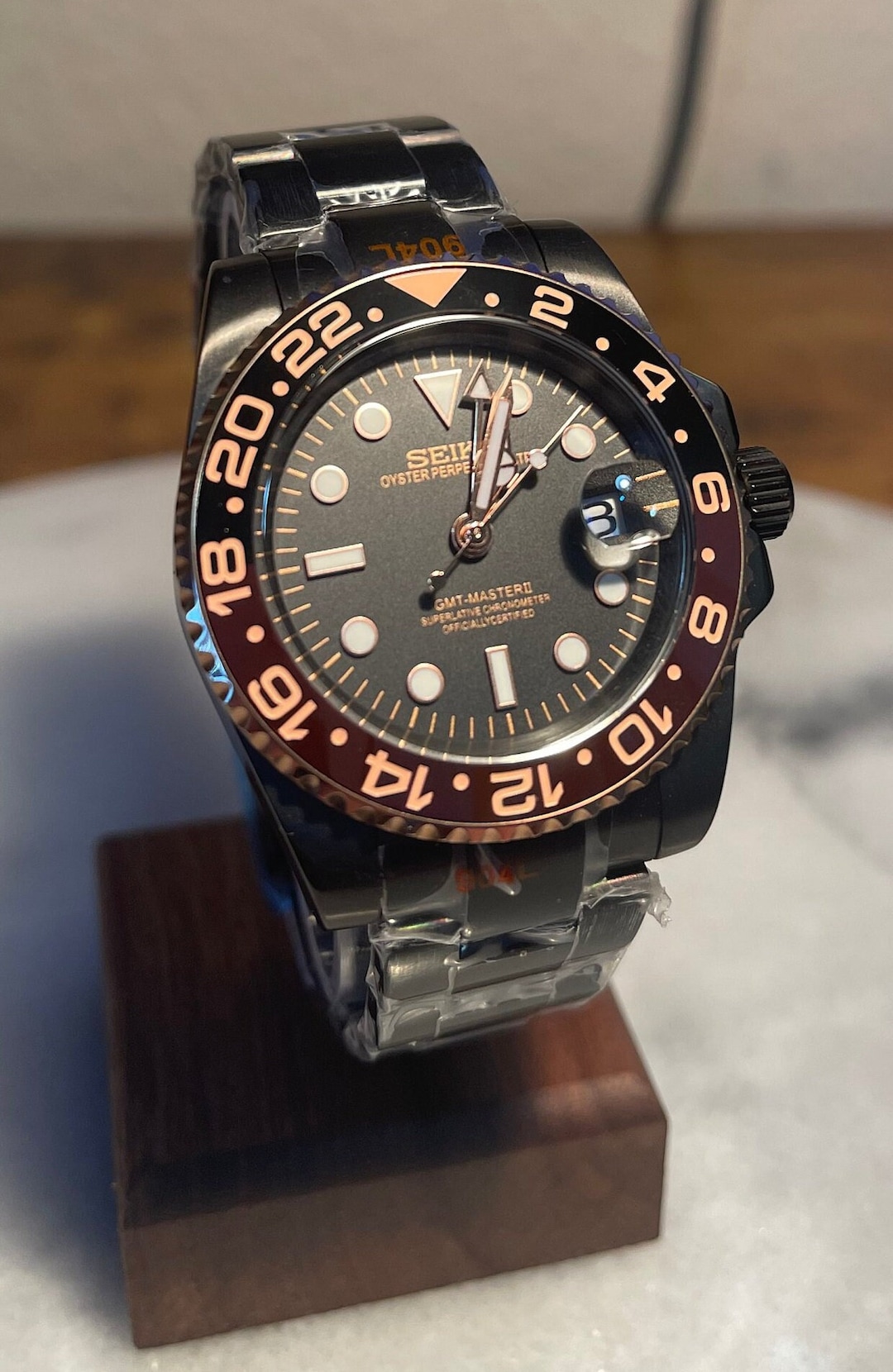 SEIKO SUBMARINER GMT Mod Rootbeer Black Case NH34 - Etsy