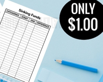 Sinking Funds Tracker Printable Sinking Funds Tracker Sheet, Sink Funds ...
