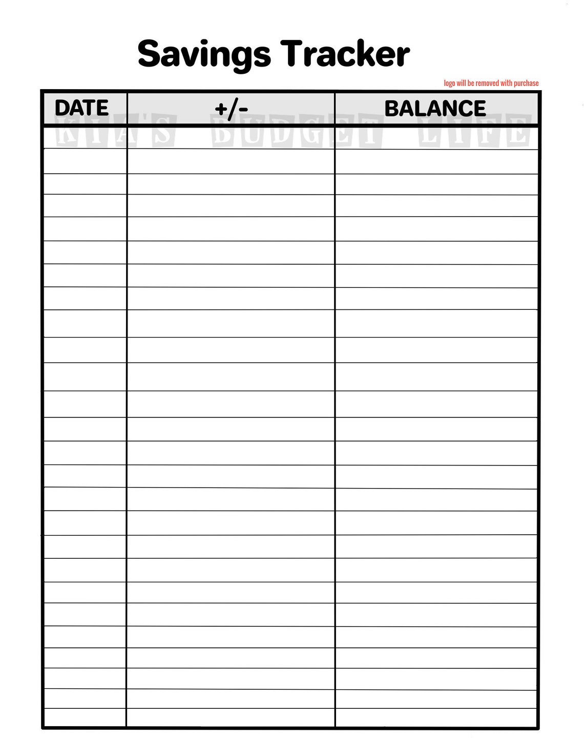 Printable Savings Tracker: Money Budget Chart (US Letter) (instant ...