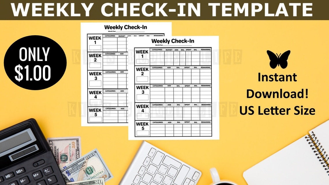 Weekly Budget Check-in Printable: Money Tracker (PDF) - Etsy