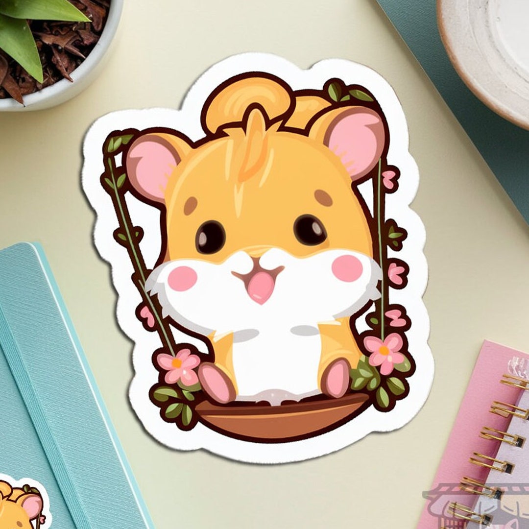 Cute Chibi Swinging Hamster Sticker Journal, Notebook, Planners - Etsy