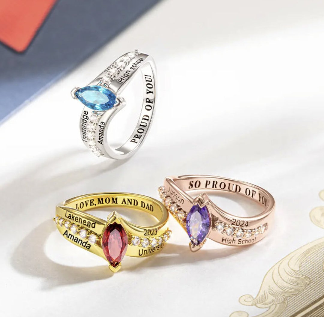Personalized Sterling Silver School Class Ring Jewelry High School ...