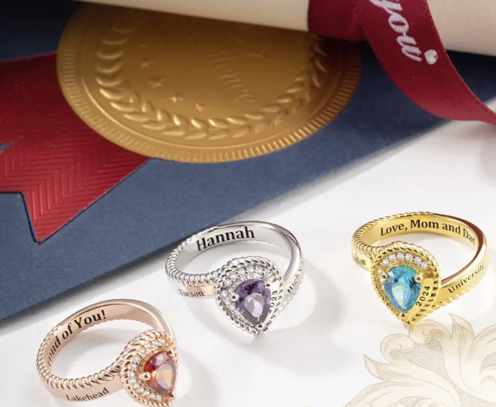 Custom School Class Ring, Jewelry, High School, College, University ...