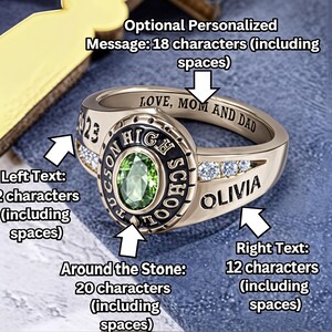 Personalized School Class Ring, Jewelry, High School, College ...