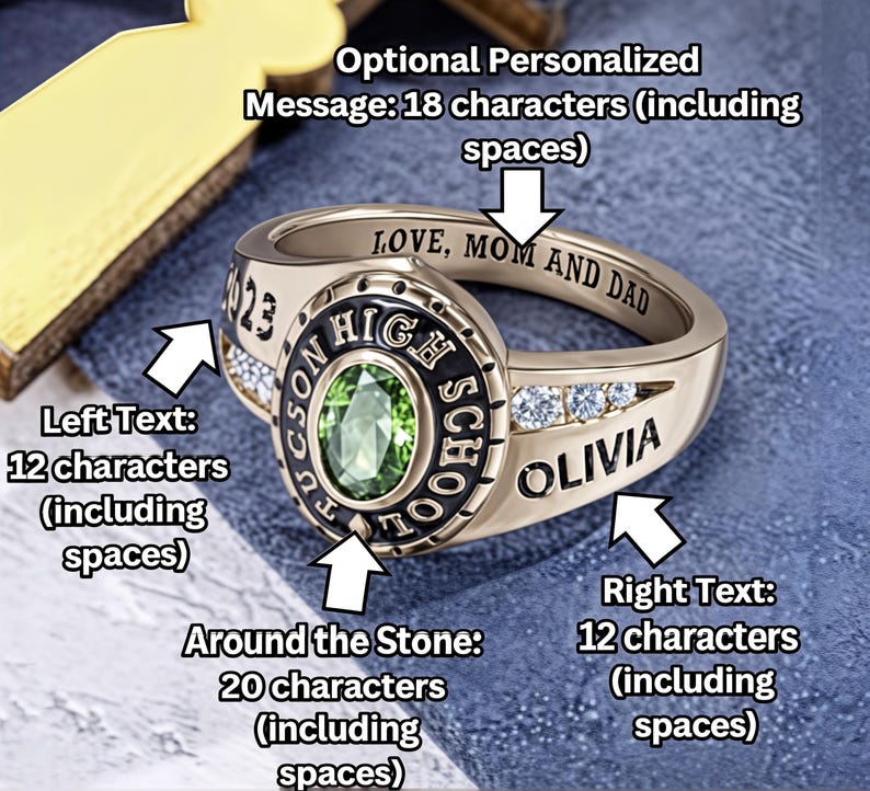 Personalized School Class Ring, Jewelry, High School, College ...