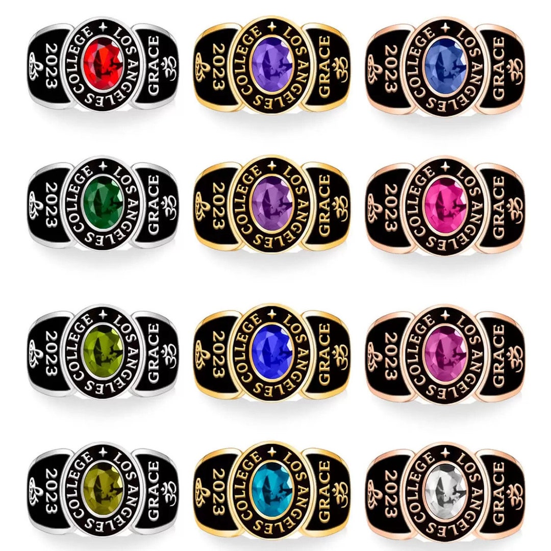 Custom Birthstone Class Ring for High School, College, Personalized ...