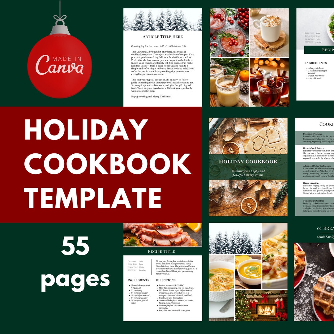 Cookbook Template | Recipe Book Template | Holiday Recipes | Christmas ...