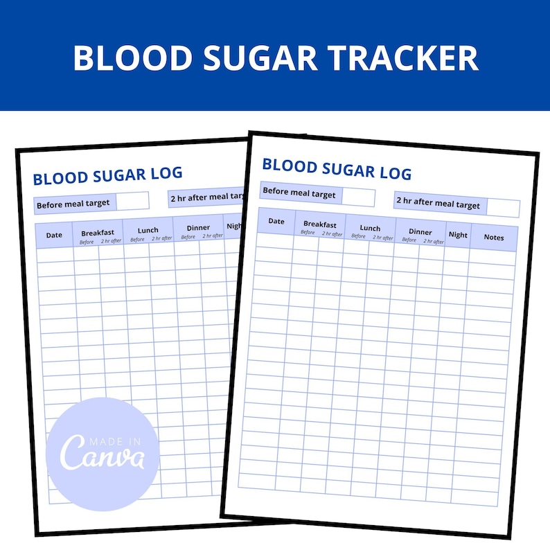 Type 2 Diabetes Printable Blood Sugar Chart | Medical Tracker | Health ...