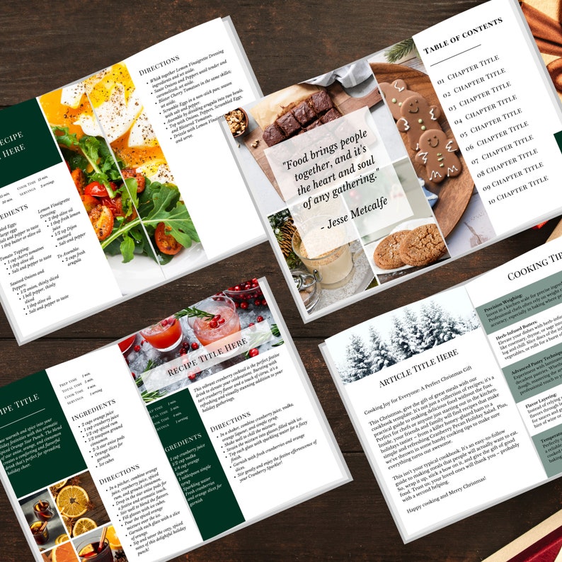 Cookbook Template | Recipe Book Template | Holiday Recipes | Christmas ...