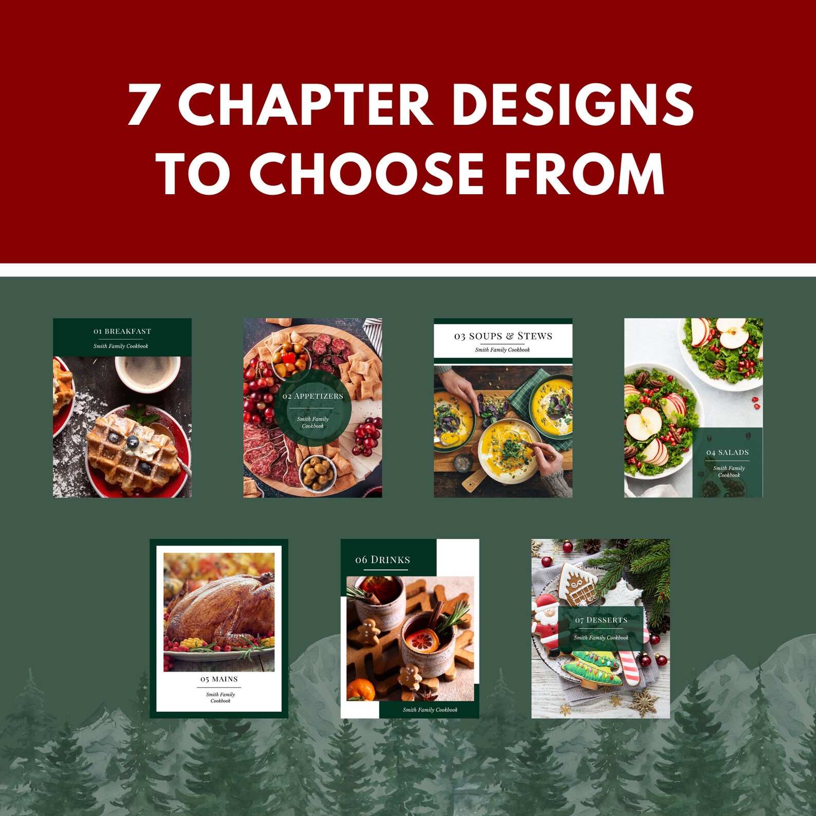 Cookbook Template | Recipe Book Template | Holiday Recipes | Christmas ...
