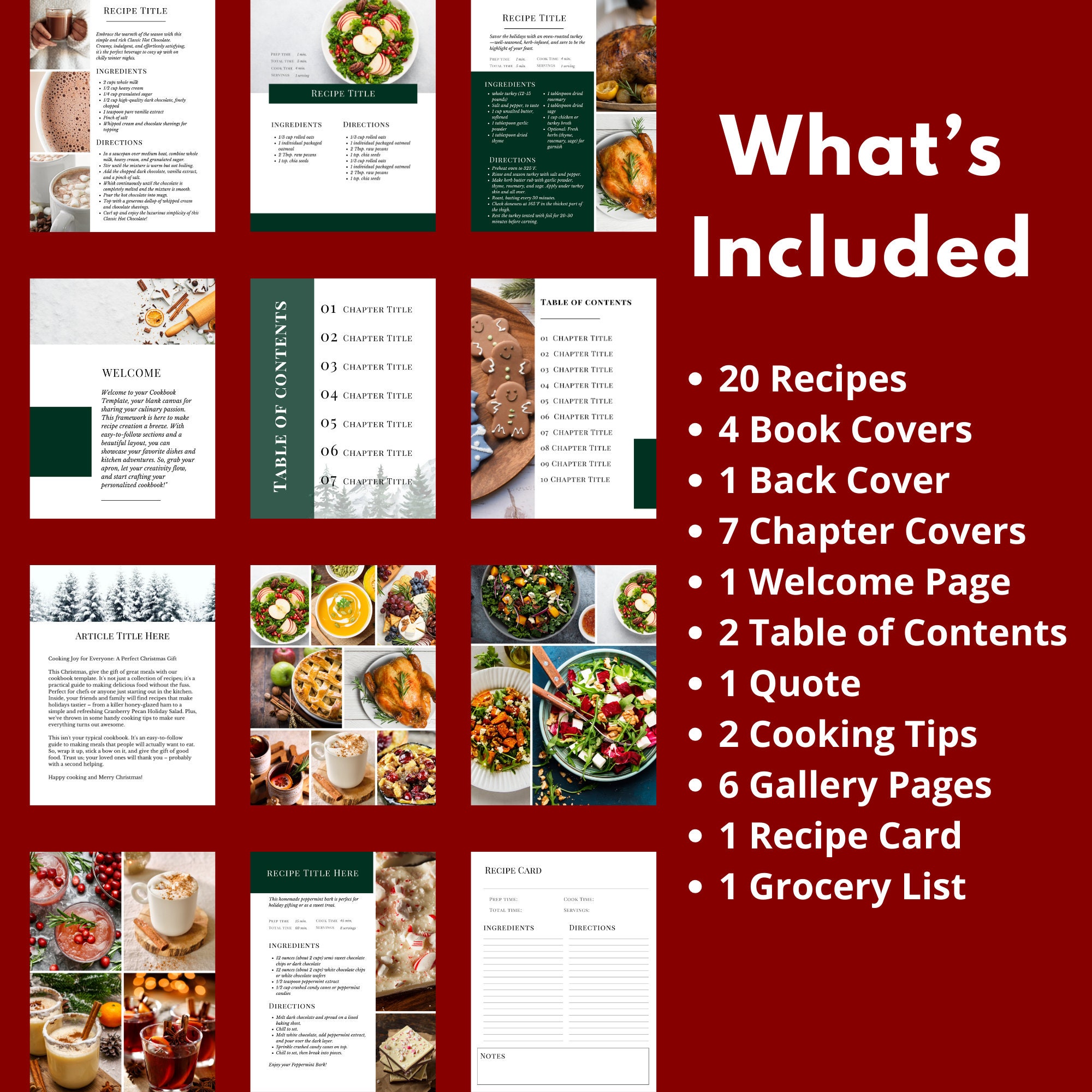 Cookbook Template | Recipe Book Template | Holiday Recipes | Christmas ...