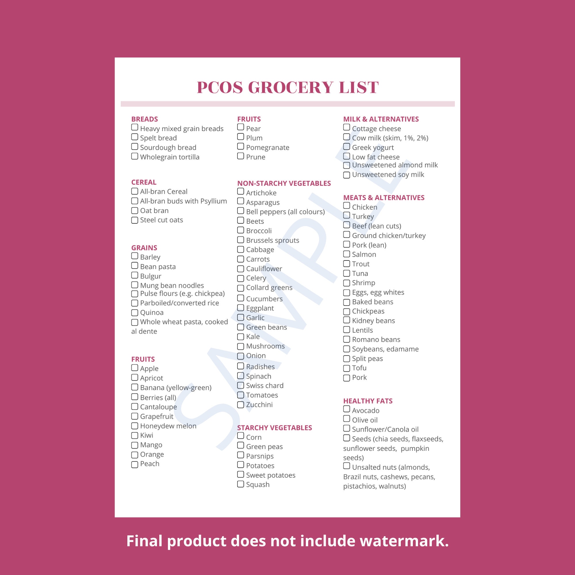 PCOS Grocery List | PCOS Food List | PCOS | Type 2 Diabetes | Glycemic ...