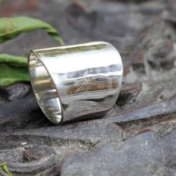 Wide Silver Ring - Etsy