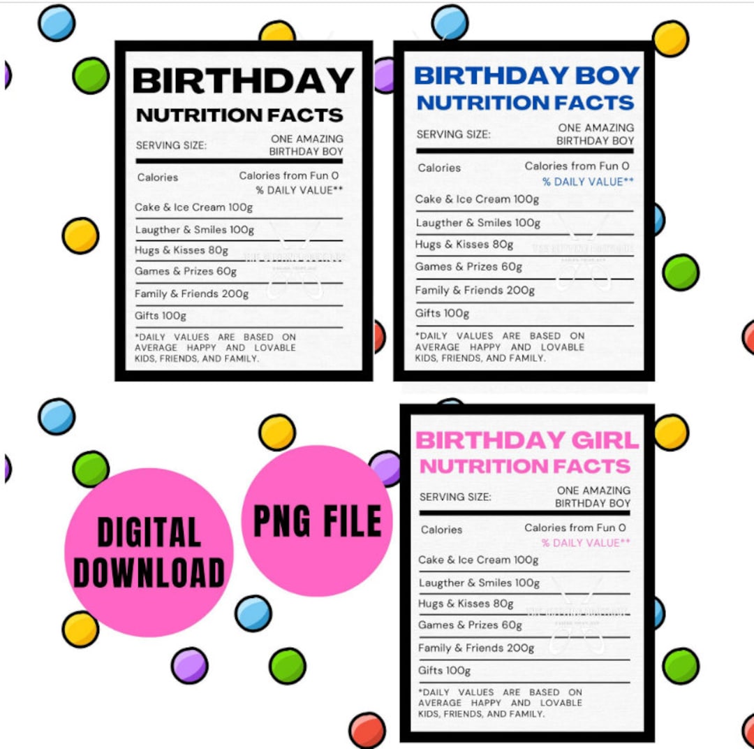Nutrition Birthday Chip Bag Facts, Template Nutrition Facts, Png ...
