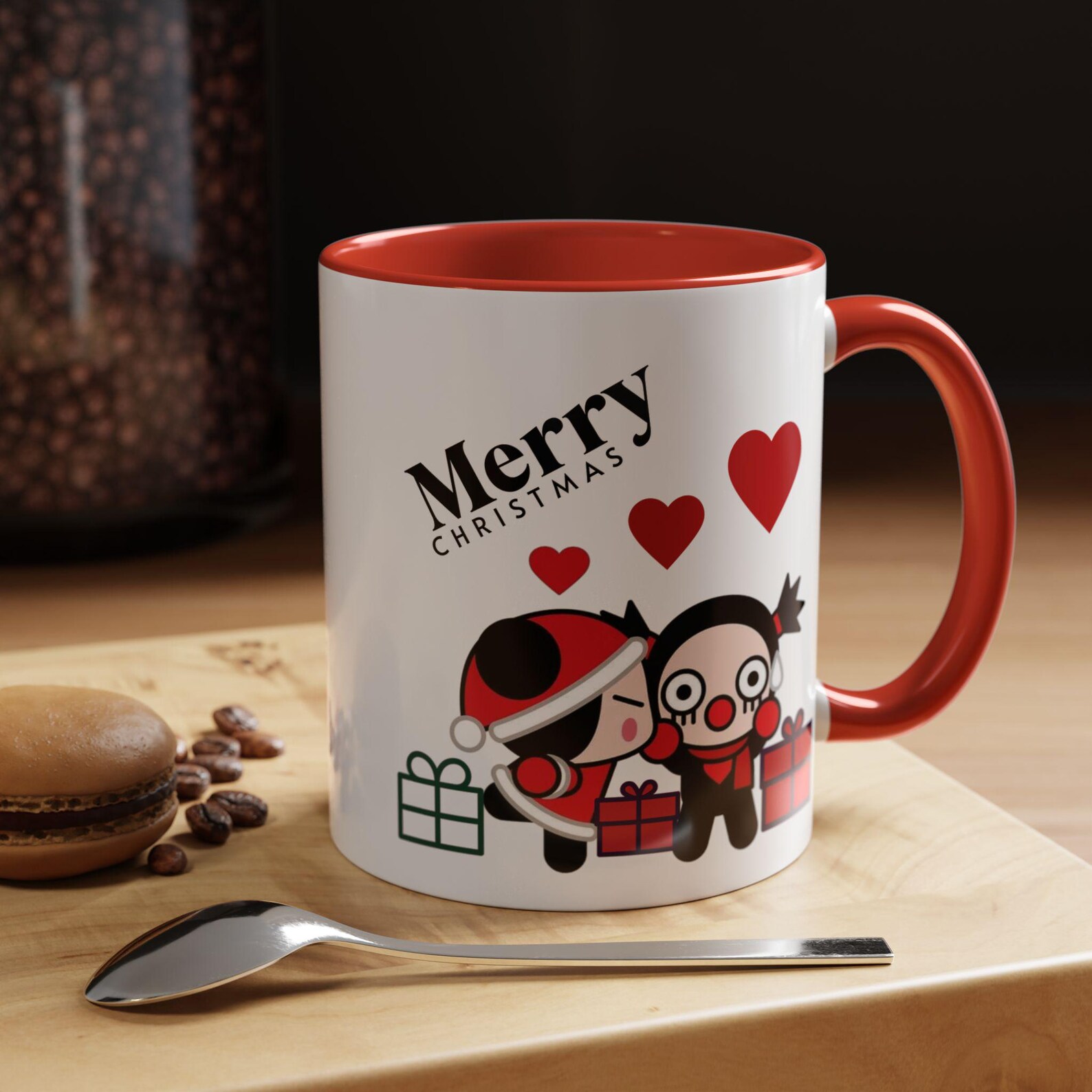 Coffee Mug, Pucca and Garu Christmas Mug, Holiday Gift, Ceramic Cup ...