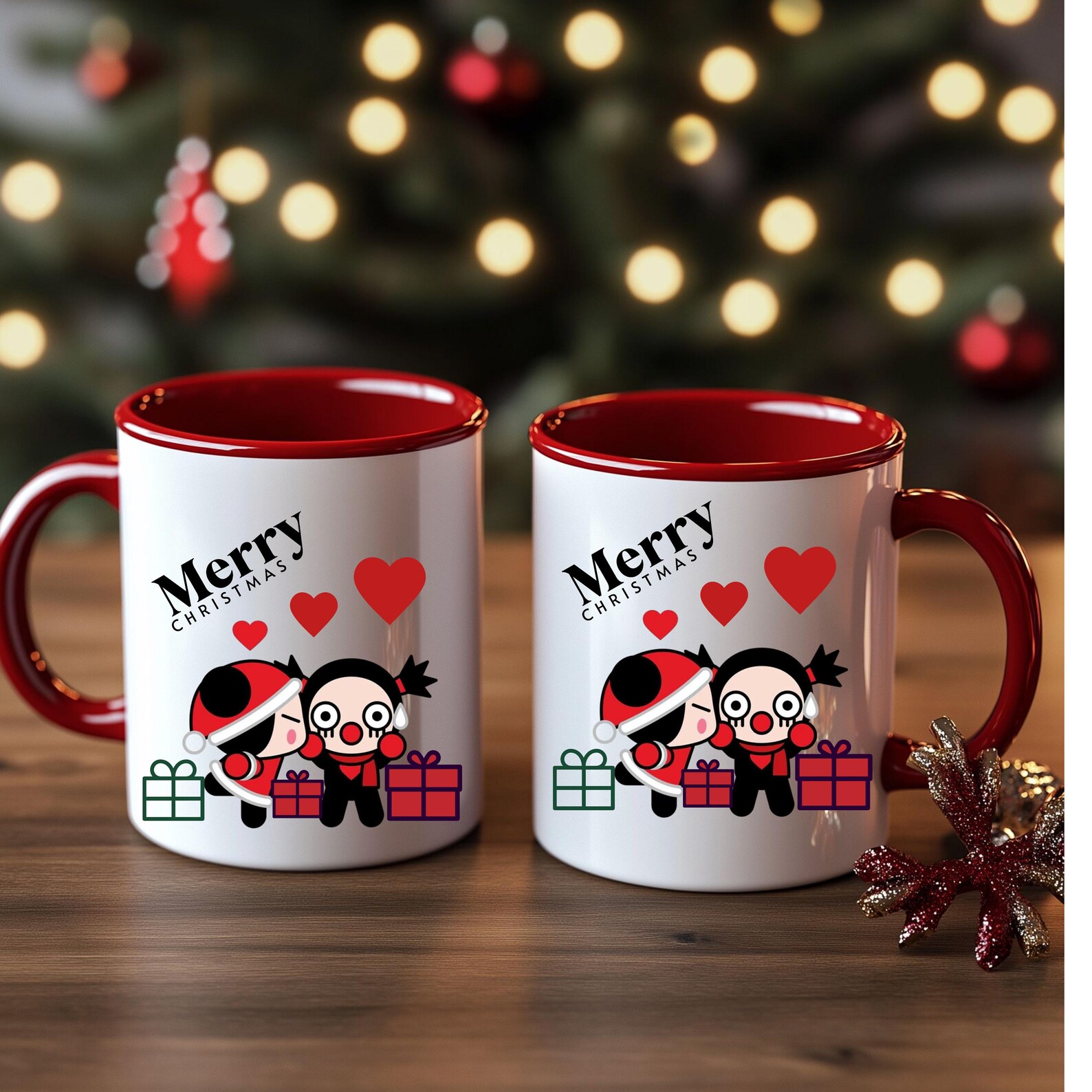 Coffee Mug, Pucca and Garu Christmas Mug, Holiday Gift, Ceramic Cup ...