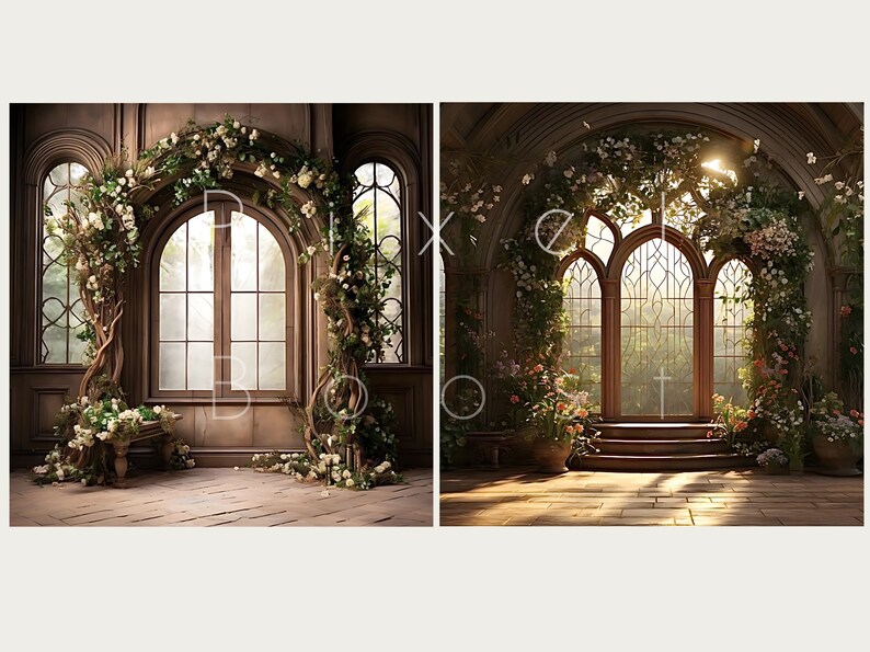 8 Floral Entrance Arch Digital Backdrops, Maternity Portrait ...