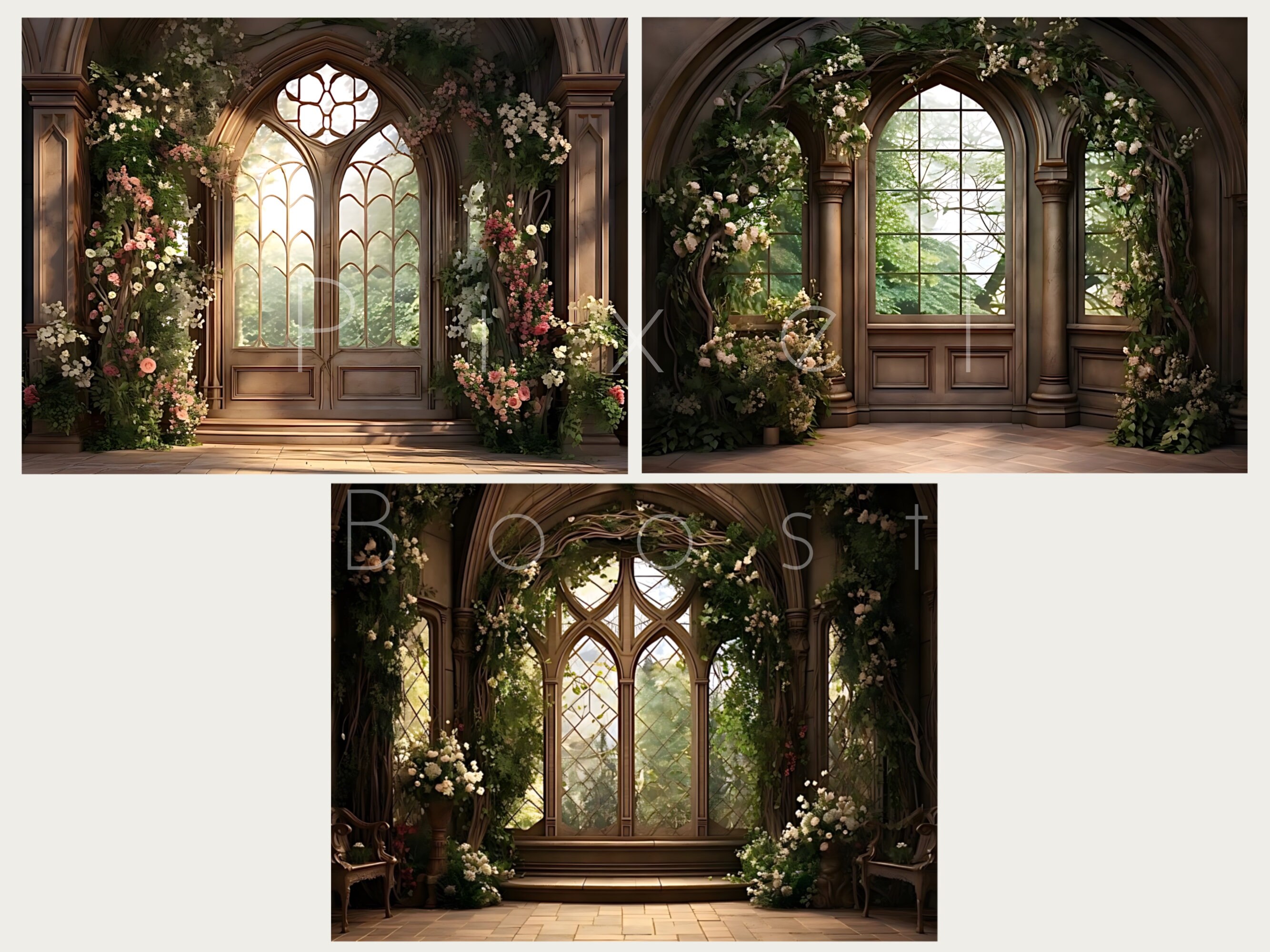 8 Floral Entrance Arch Digital Backdrops, Maternity Portrait ...